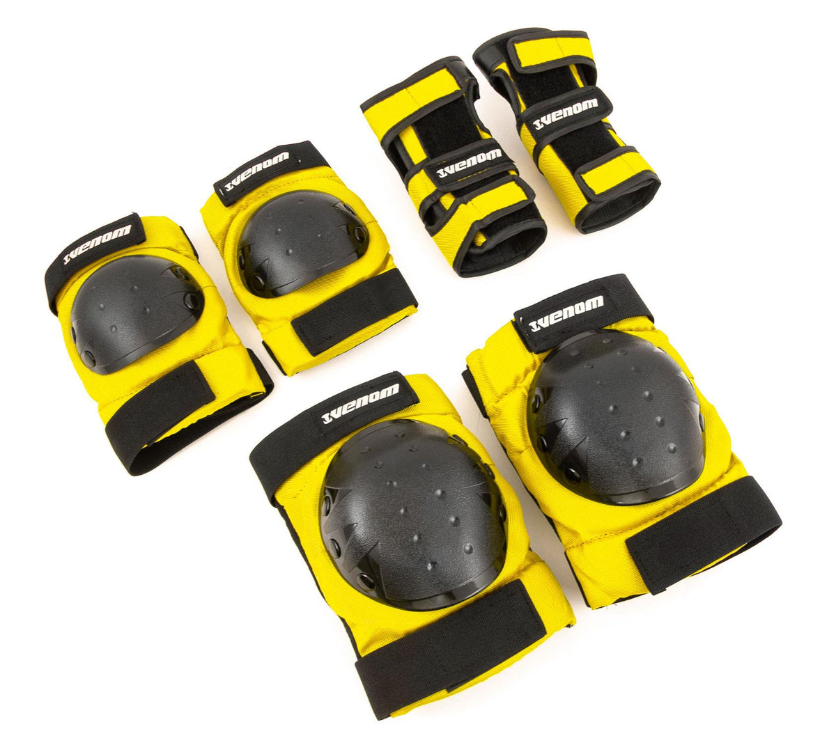Venom Triple Knee/Elbow/Wrist Pad Set - Yellow Black | Skatewarehouse.co.uk