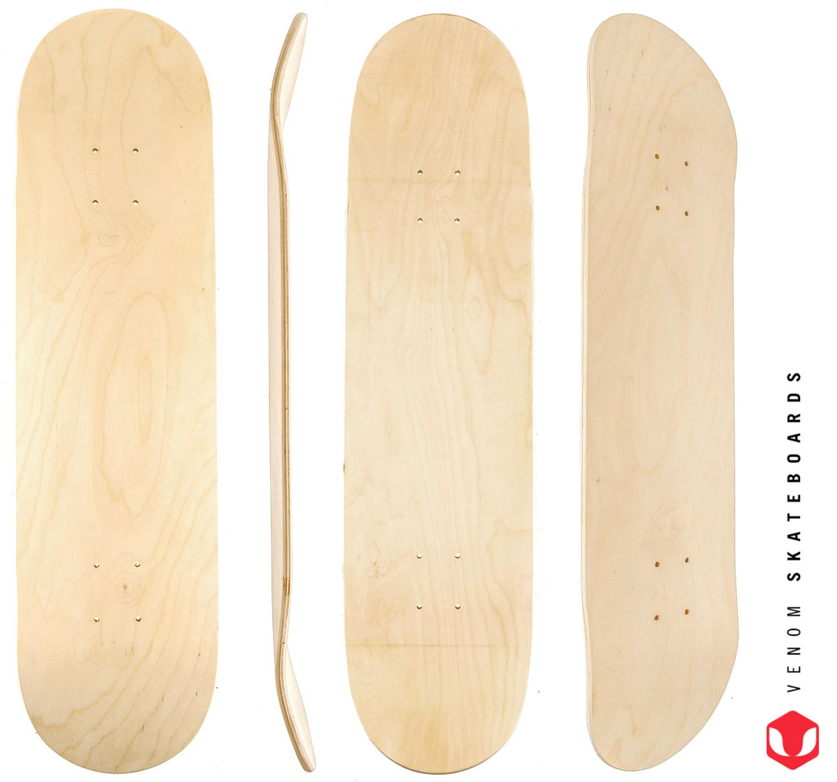 Venom Skateboards Blank Plain Art Deck Natural Unvarnished - 8.0 ...