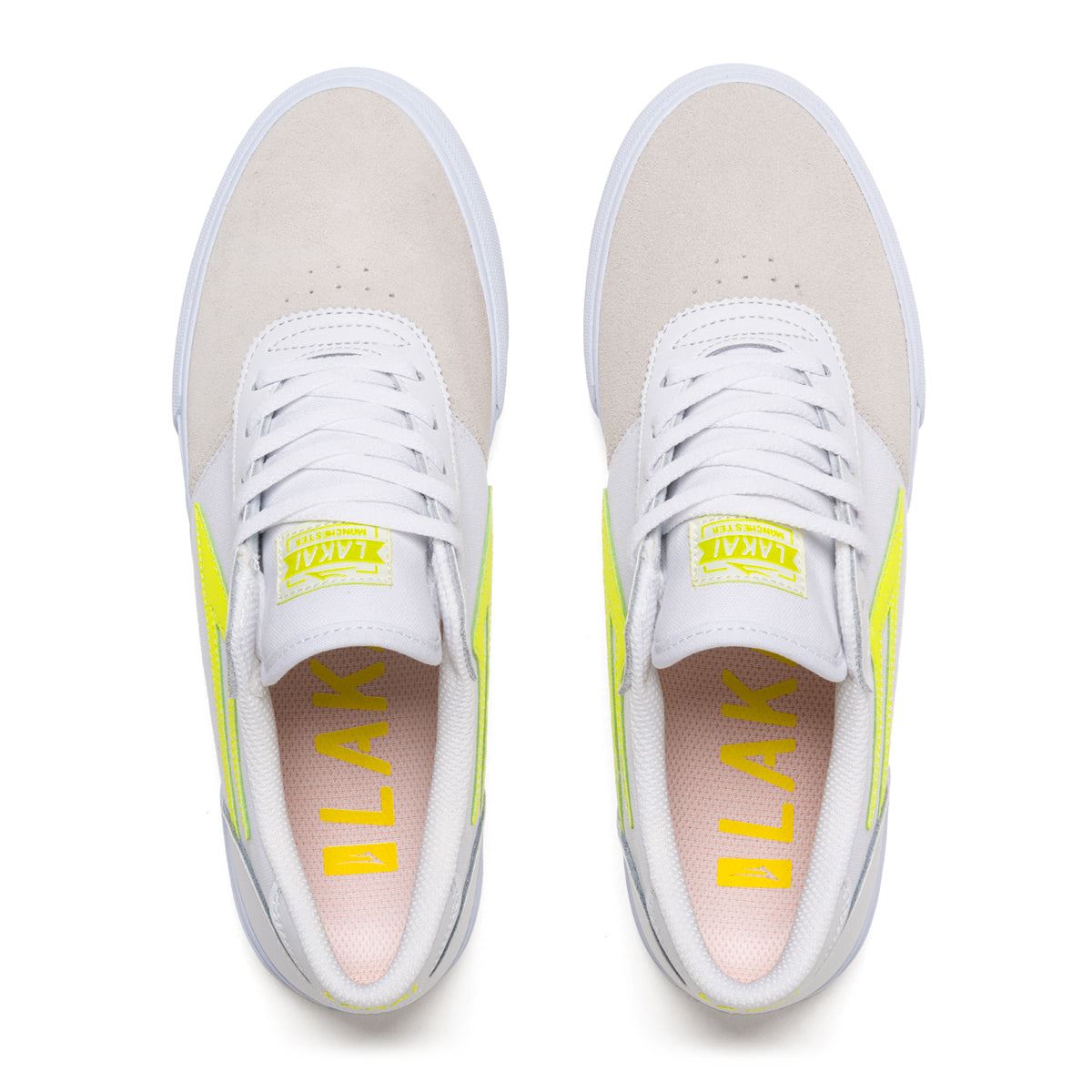 Lakai Manchester Skate Shoes - White/Neon | Skatewarehouse.co.uk