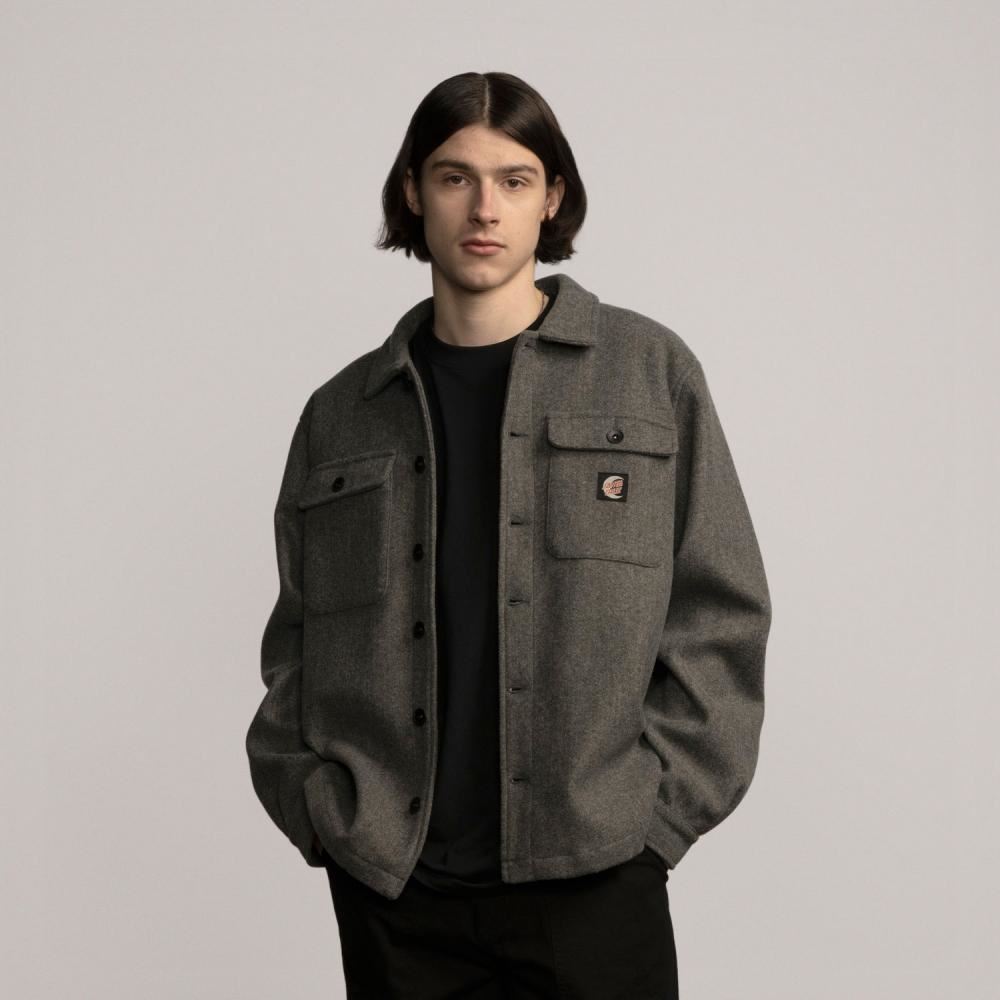 Santa Cruz Jacket Crypt Overshirt - Charcoal | Skatewarehouse.co.uk