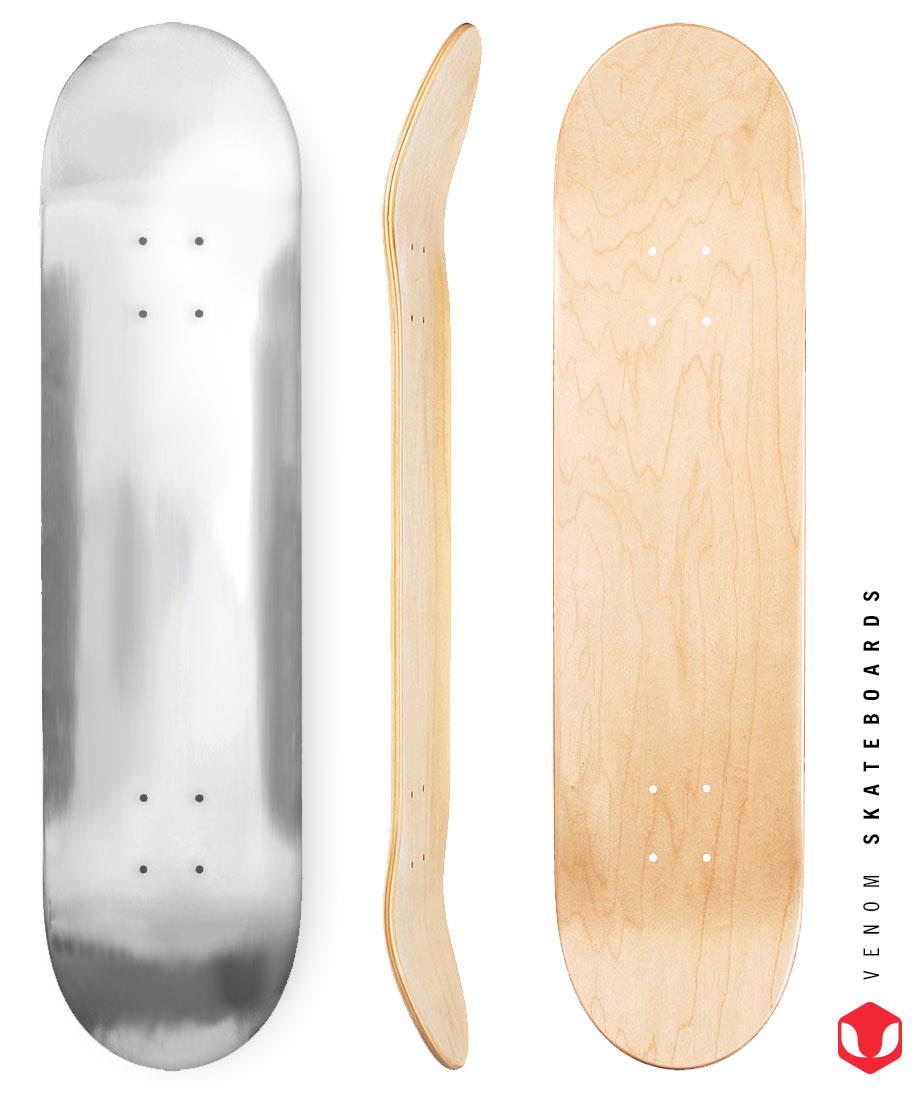 Venom Blank Skateboard Deck - Silver - 8.0"