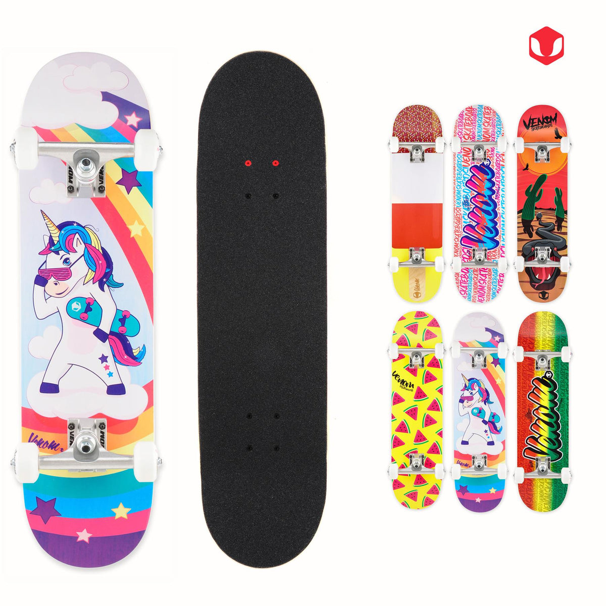 Venom Junior Kids Complete Skateboard - Unicorn - 7.25 ...
