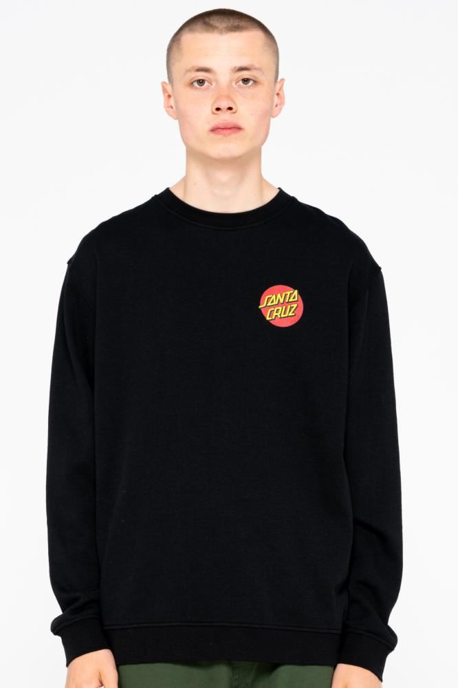 Santa Cruz Crew Classic Dot Chest Crew - Black | Skatewarehouse.co.uk
