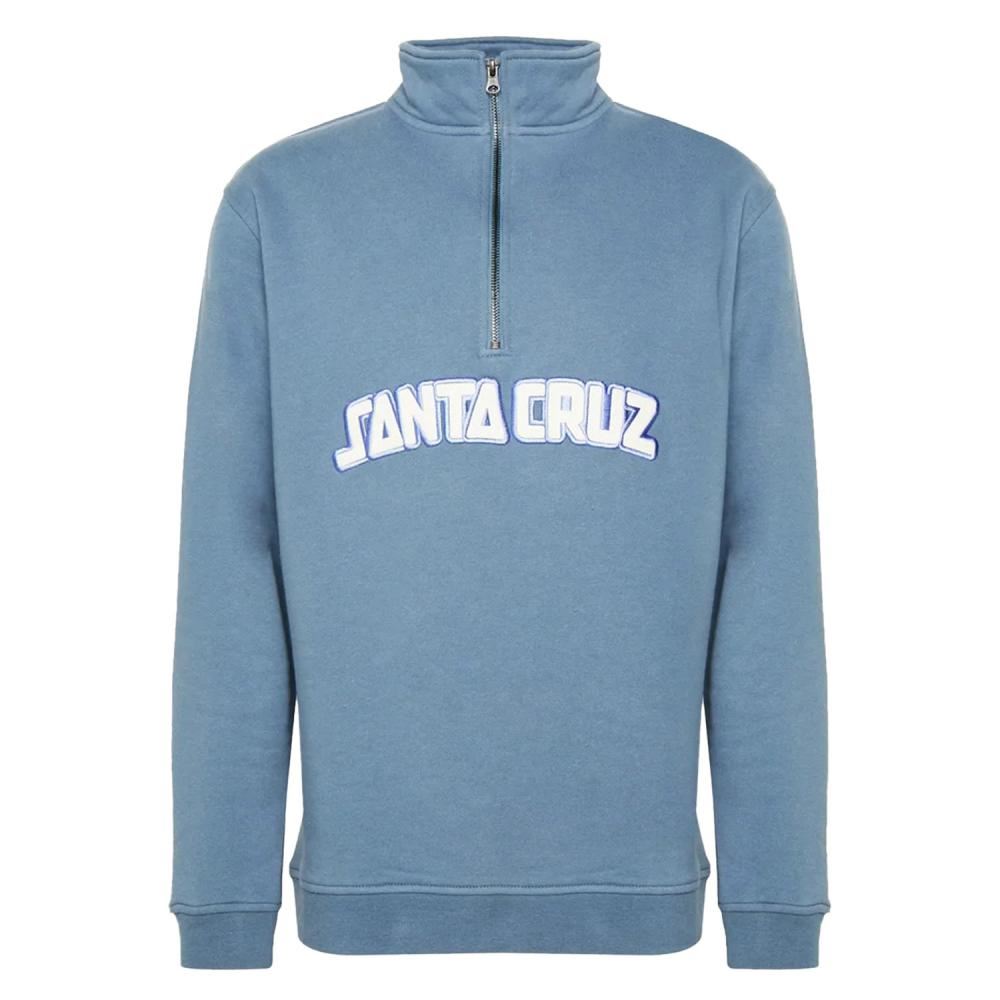 Santa Cruz Crew Arch Strip Quarter Zip - Vintage Blue | Skatewarehouse ...