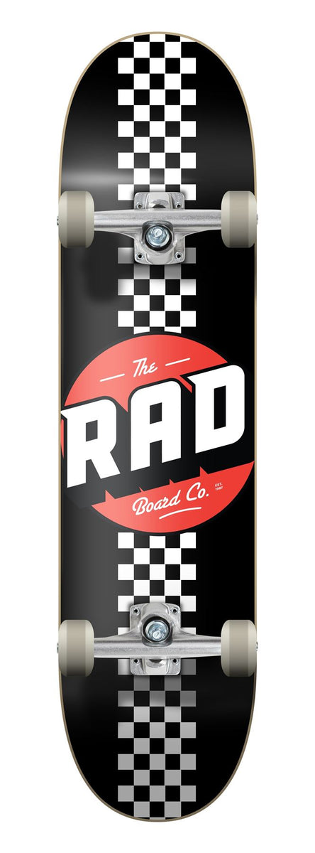 Rad Checker Stripe Progressive Complete Skateboard Black/White 8"