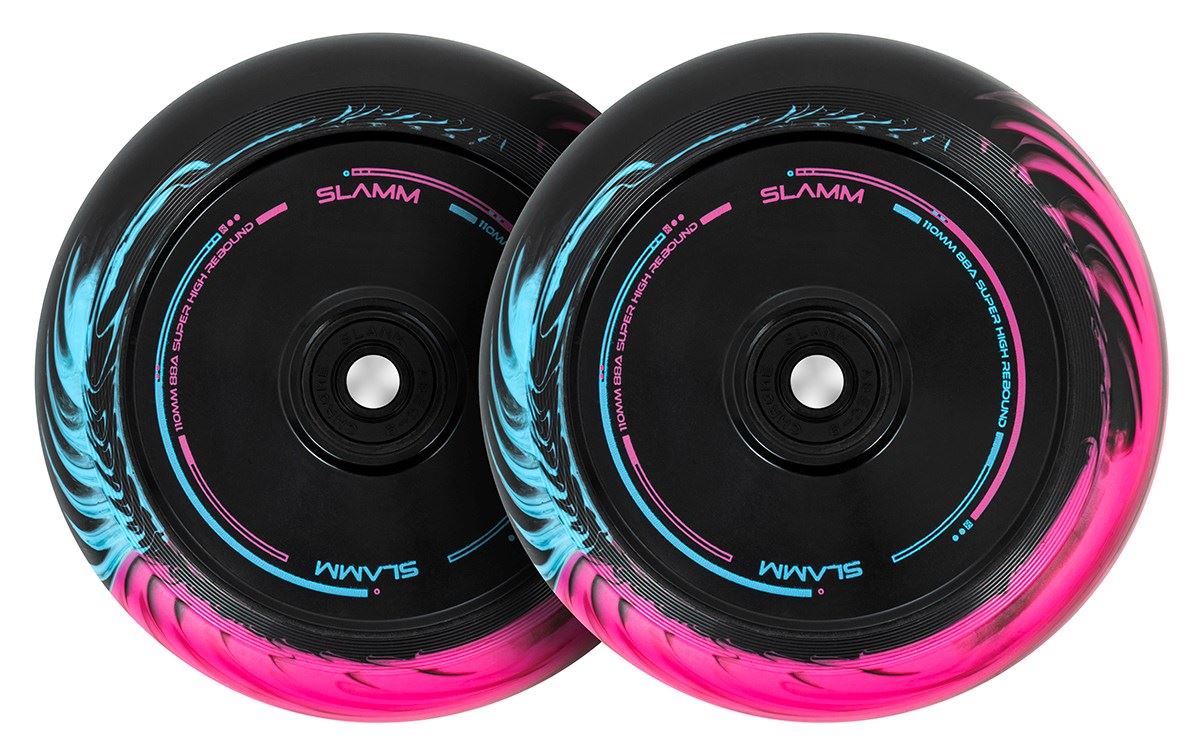Slamm 110mm Swirl Hollow Core Wheels - Pair - Black / White