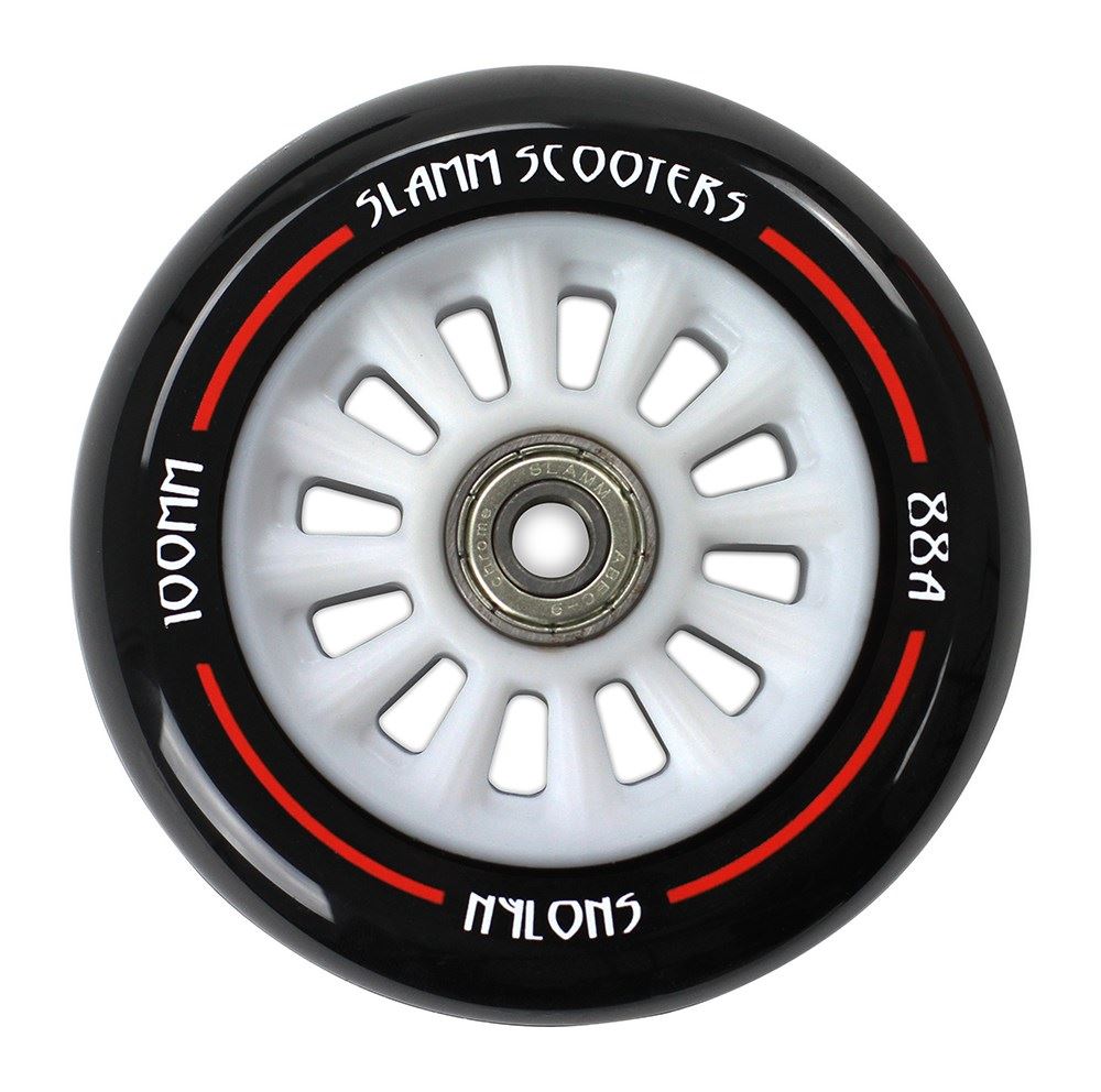 Slamm Scooter 100mm Nylon Core Scooter Wheels - White / Black ...