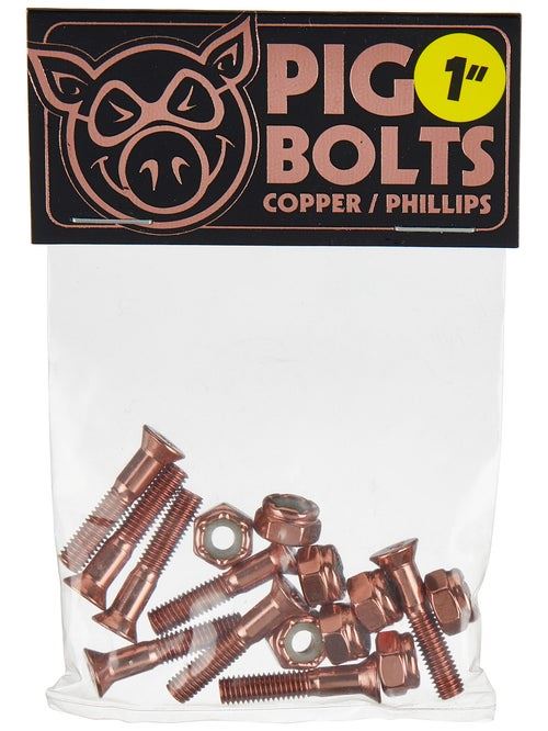 Pig Copper Skateboard Bolts 1" Phillips | Skatewarehouse.co.uk